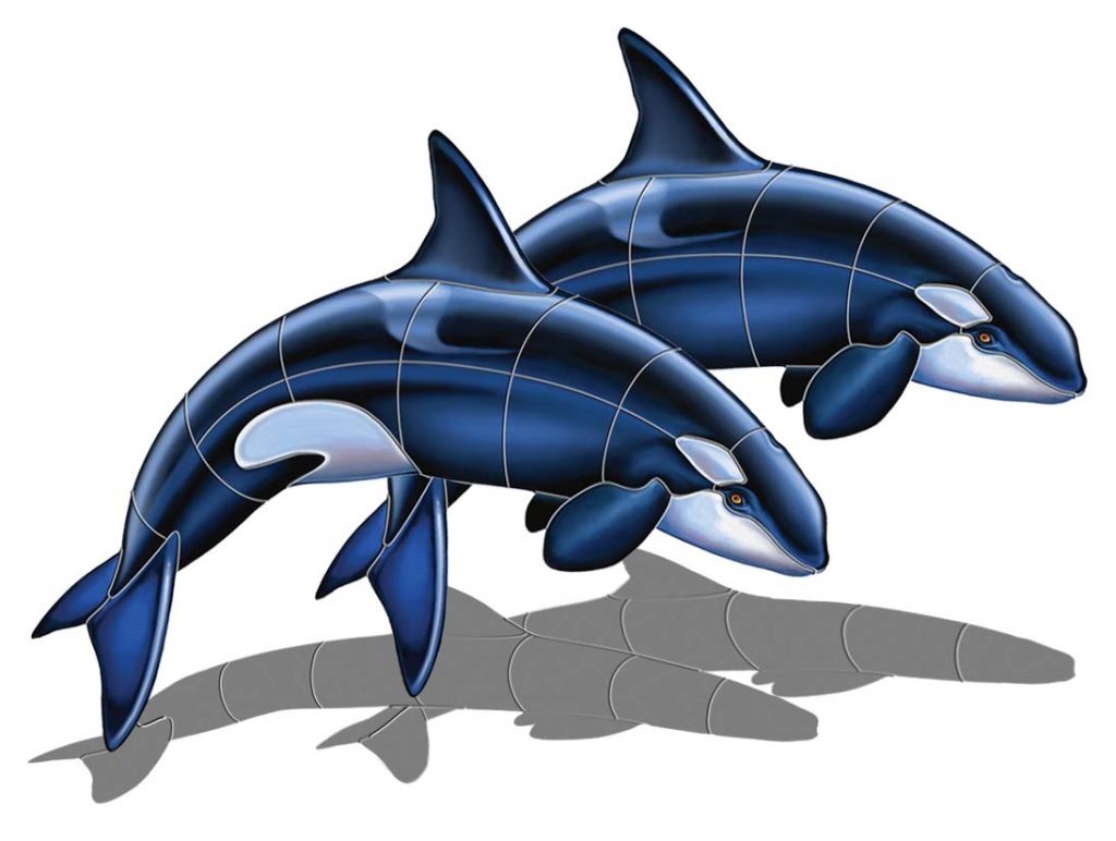 Orca - A Double (with shadow) 48"x35" by Custom Mosaics - POOLS ...