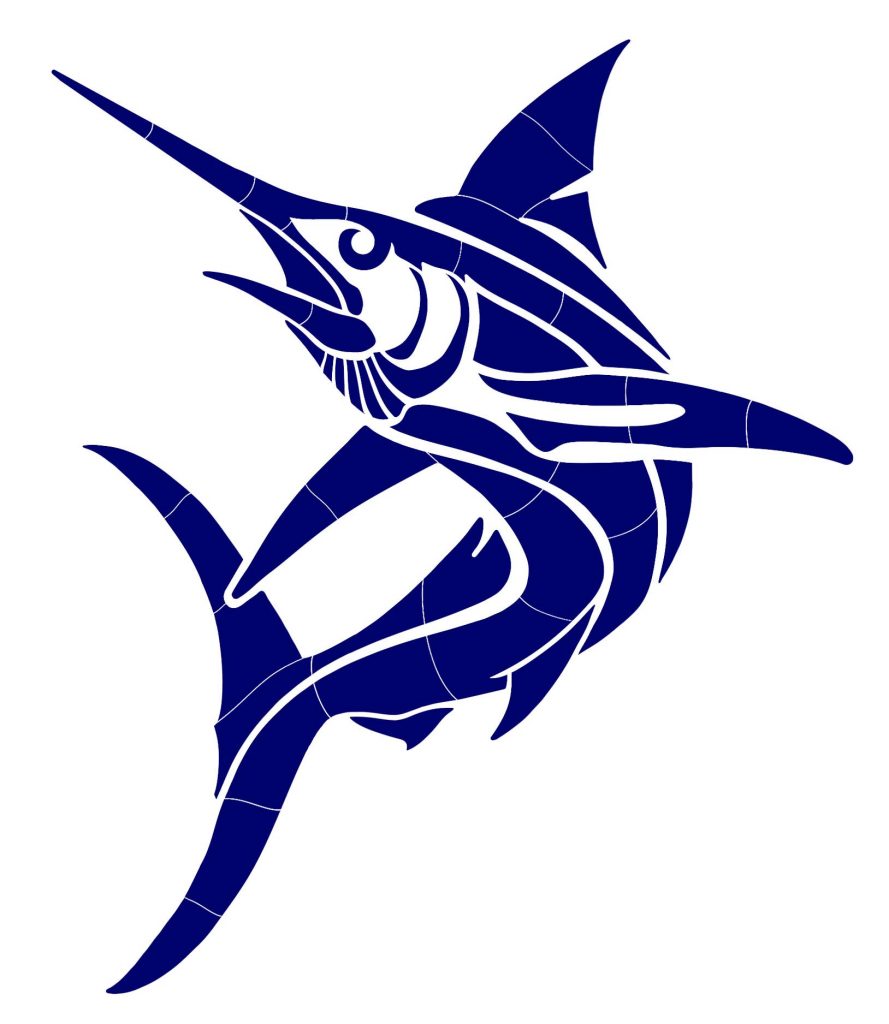 Tribal Marlin - 60" x 49" by Custom Mosaics - POOLS & SURFACES DISTRIBUTOR