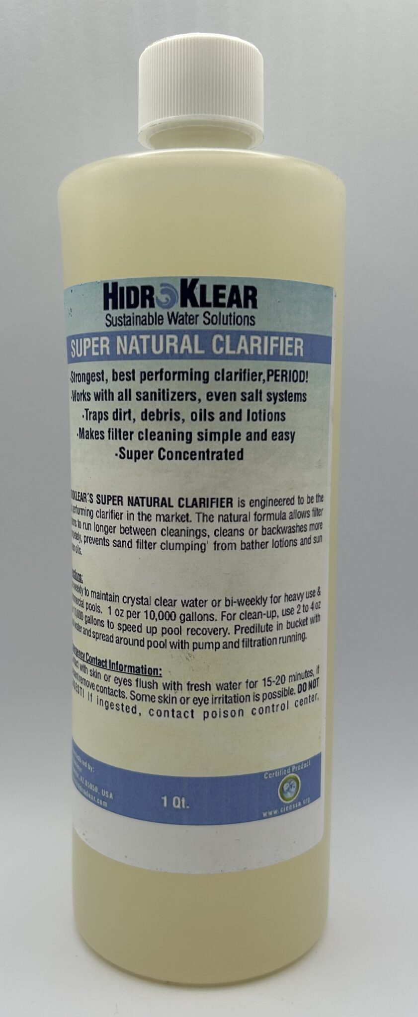 SUPER NATURAL CLARIFIER BY HIDROKLEAR 1 QUART - POOLS & SURFACES ...